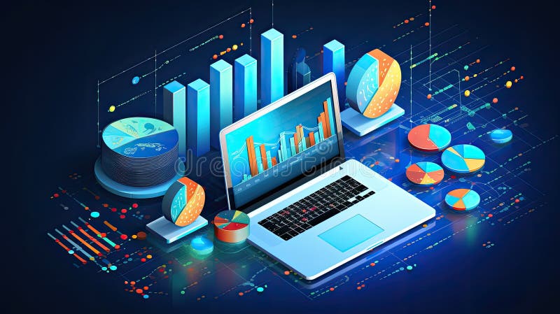 Stock Market Data Analysis Concept. Laptop with Financial Charts and ...