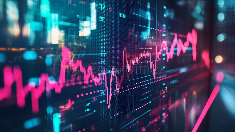 Stock Market Data Analysis with Pink and Blue Digital Charts Stock ...