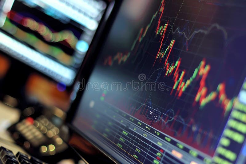 Stock Market Data on Computer Screen Stock Illustration - Illustration ...
