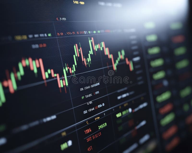 Stock Market Data Displayed on Computer Screen Stock Illustration ...