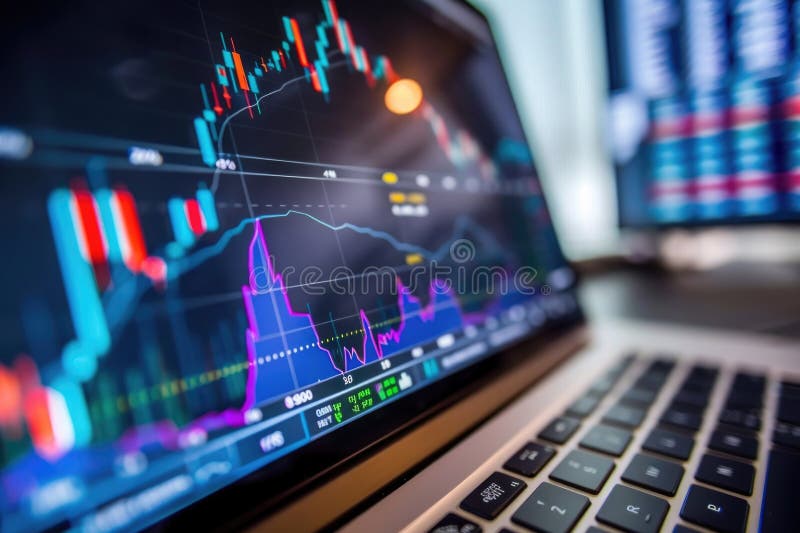 Stock Market Data and Financial Analysis on Laptop Screen in Modern ...