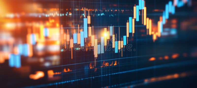 Stock Market Data Visualization Chart with Upward Trend, Blue and Red ...