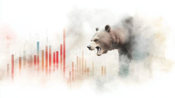 A Stock Market Graph with a Bear. Generative AI. Stock Illustration ...