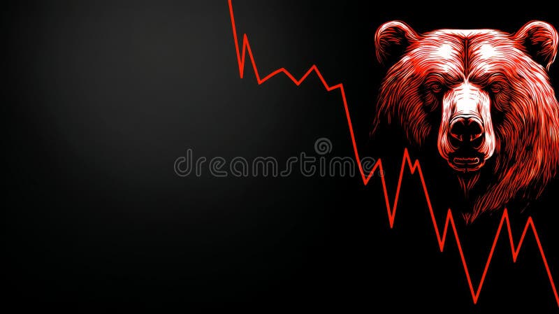 A Stock Market Graph with a Bear. Generative AI. Stock Illustration ...