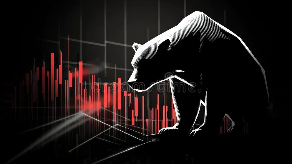 A Stock Market Graph with a Bear. Generative AI. Stock Illustration ...