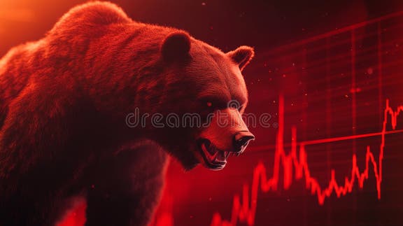 A Stock Market Graph with a Bear. Generative AI. Stock Illustration ...