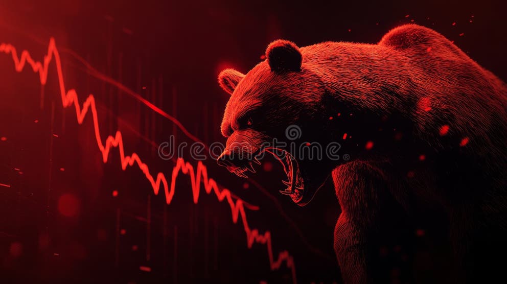 A Stock Market Graph with a Bear. Generative AI. Stock Illustration ...