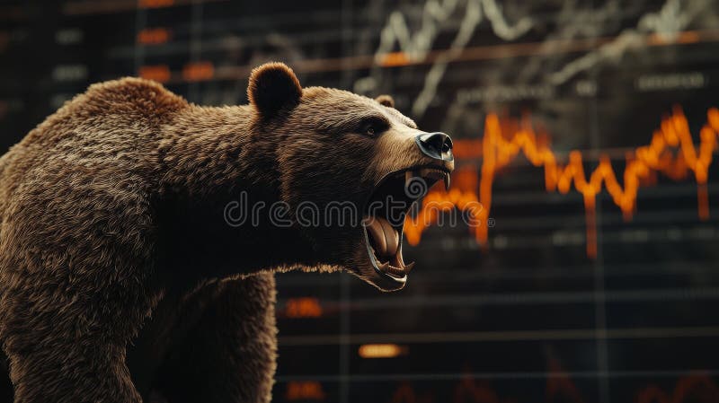 A Stock Market Graph with a Bear. Generative AI. Stock Illustration ...