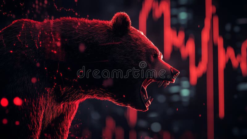 A Stock Market Graph with a Bear. Generative AI. Stock Illustration ...