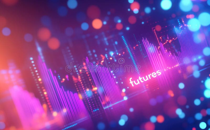 Stock Market Graph with Glowing Data Points and the Word Futures in a ...