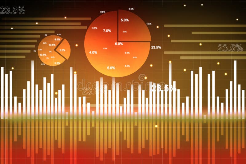 The Stock Market Graph with Pie Chart and World Stock Illustration ...