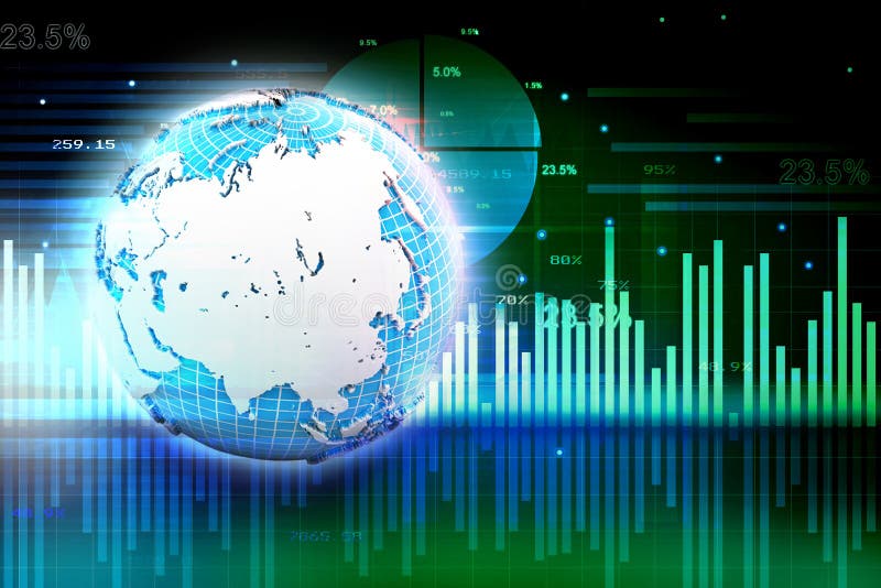 The Stock Market Graph with Pie Chart and World Stock Illustration ...