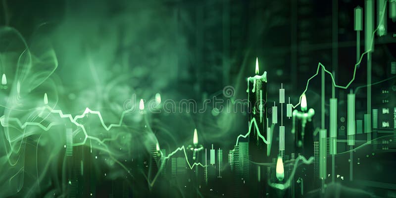 Stock Market Green Candlestick Pattern Charts Background - Ai Generated ...