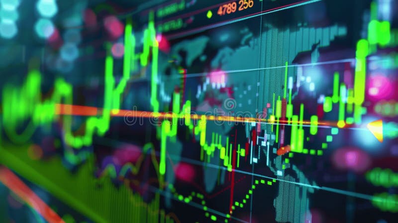 Stock Market Growth Visualization with Upward Trends and Positive ...
