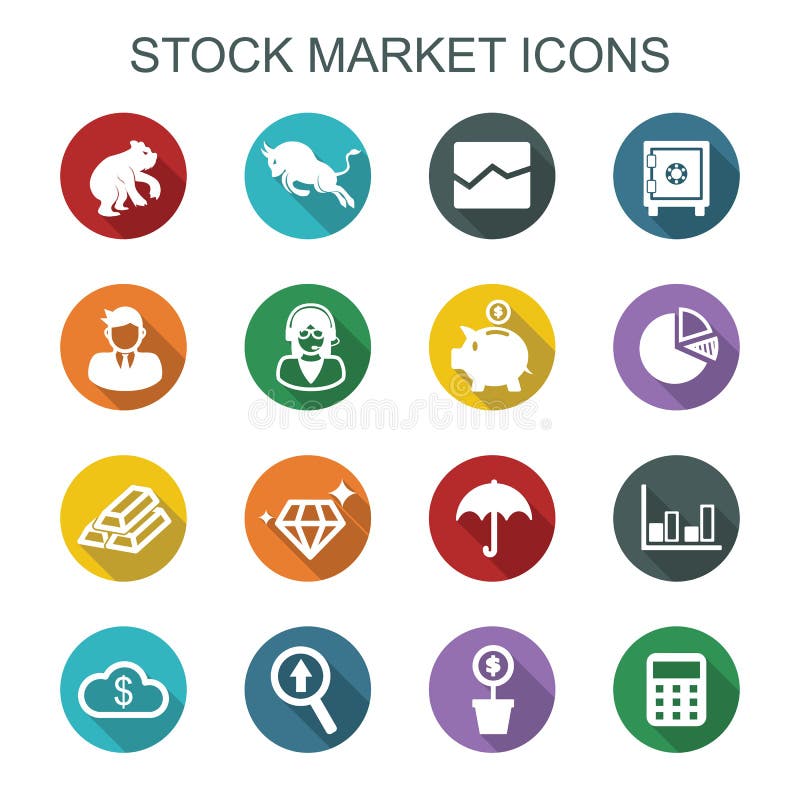 Stock Market Long Shadow Icons Stock Vector - Illustration of exchange ...