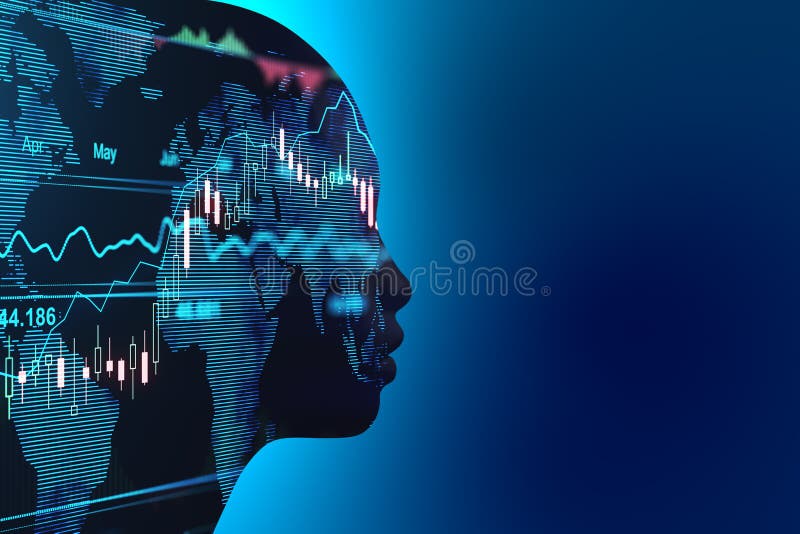 Stock Market Machine Learning Concept with Head Silhouette and ...