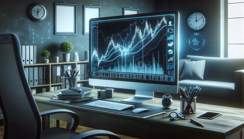 Stock Market Movements Displayed on a Computer Screen in a Modern ...