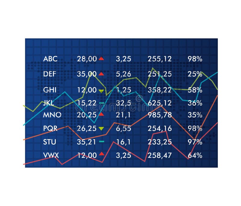 Stock Market in Numbers and Statistics Table Stock Vector ...