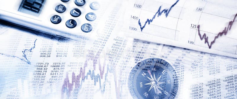 Stock Market Prices with Compass and Calculator Stock Image - Image of ...