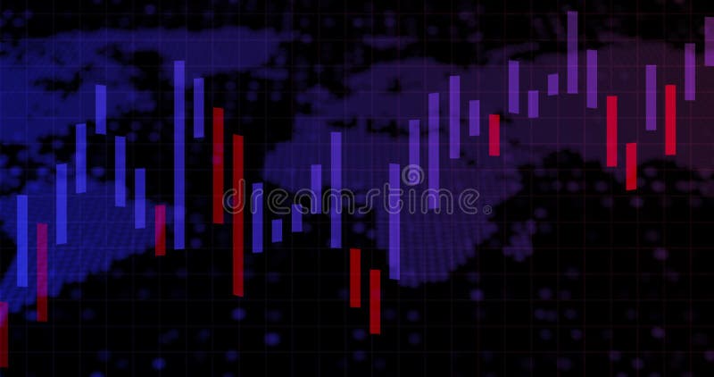 Stock Market, Purple and Growth of Finance with Bar Graph for Supply Chain, Commodity Price ...