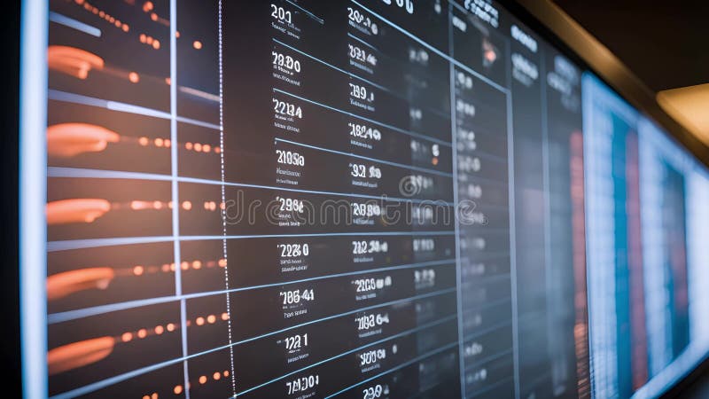 Stock Market Screen Displaying Financial Data in Closeup. Data ...