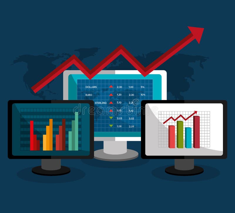 Stock Market with Statistics Stock Vector - Illustration of invest ...