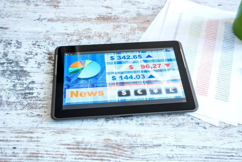 Stock Market Trading App on a Tablet PC Stock Photo - Image of mobility ...