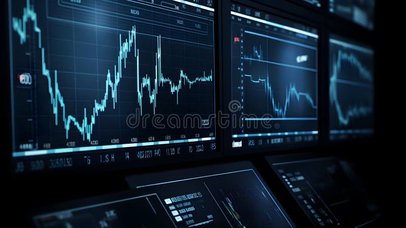 Stock Market Trading Chart on Screen Stock Illustration - Illustration ...