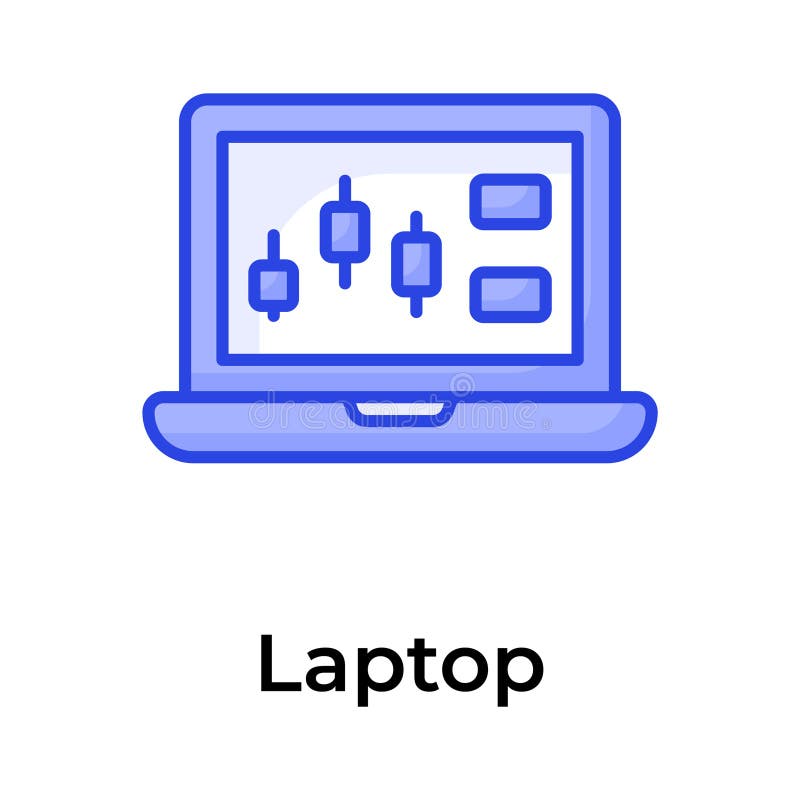 Stock Market, Trading Dashboard Icon, Vector of Laptop in Modern Style ...