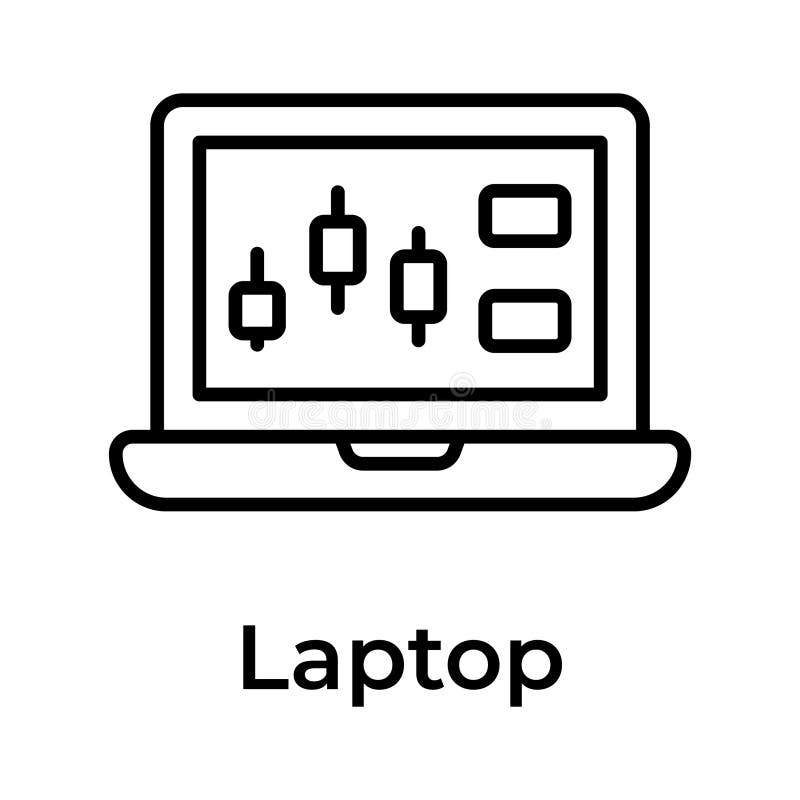 Stock Market, Trading Dashboard Icon, Vector of Laptop in Modern Style ...