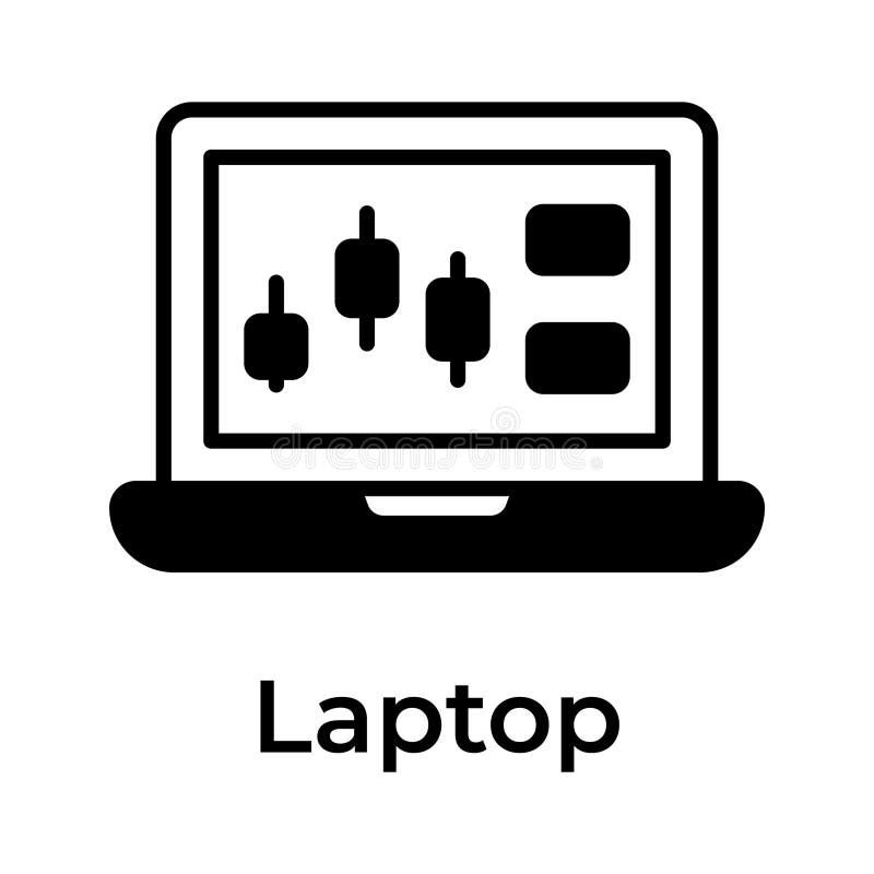 Stock Market, Trading Dashboard Icon, Vector of Laptop in Modern Style ...