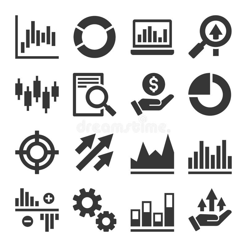 Stock Market Trading Icons Set. Vector Stock Vector - Illustration of ...