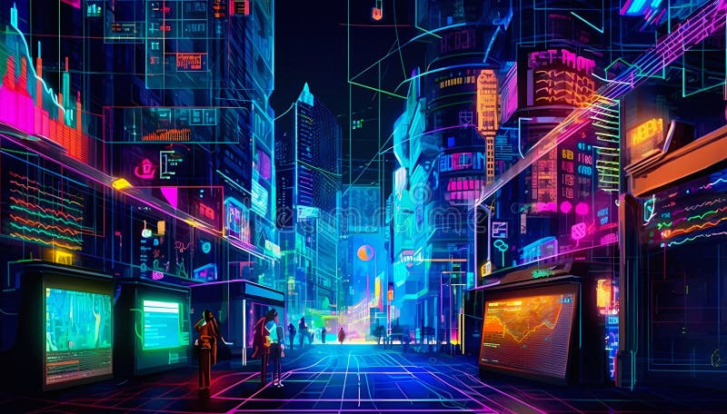 Stock Markets in Metaverse. Generative AI Stock Illustration ...