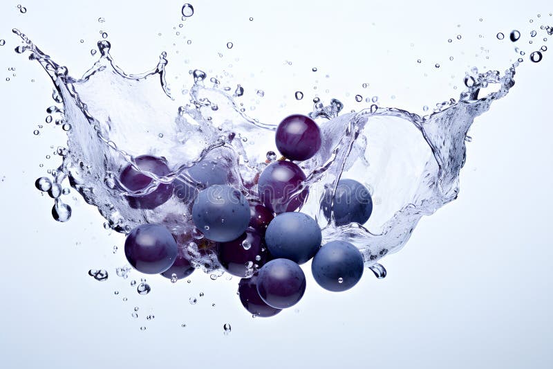 Grapes Falling into Water with Splash Isolated on White Background ...
