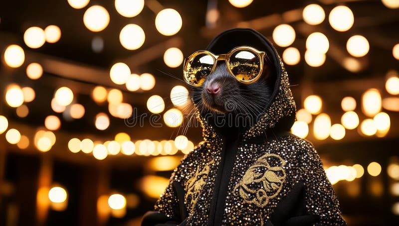 Stock Mouse or Rat in Disco Neon Sequins of Bright Colors Stock Photo ...