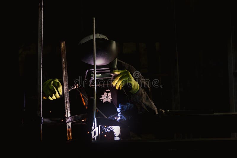 Blacksmith Forging Metal in Workshop Stock Image - Image of faceless ...