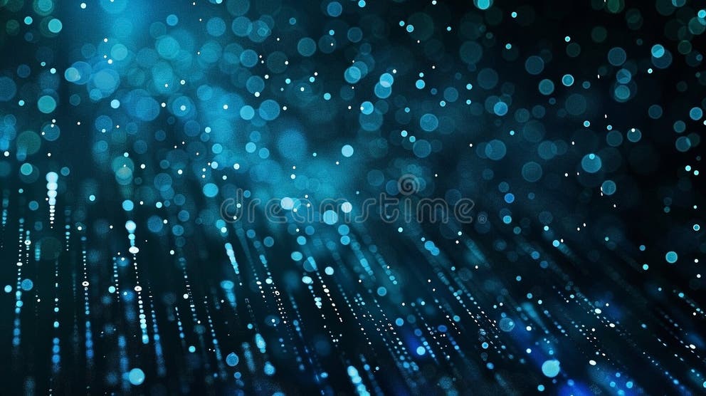 Futuristic Digital Binary Code Background with Bokeh Effect in Dark Blue Stock Illustration ...