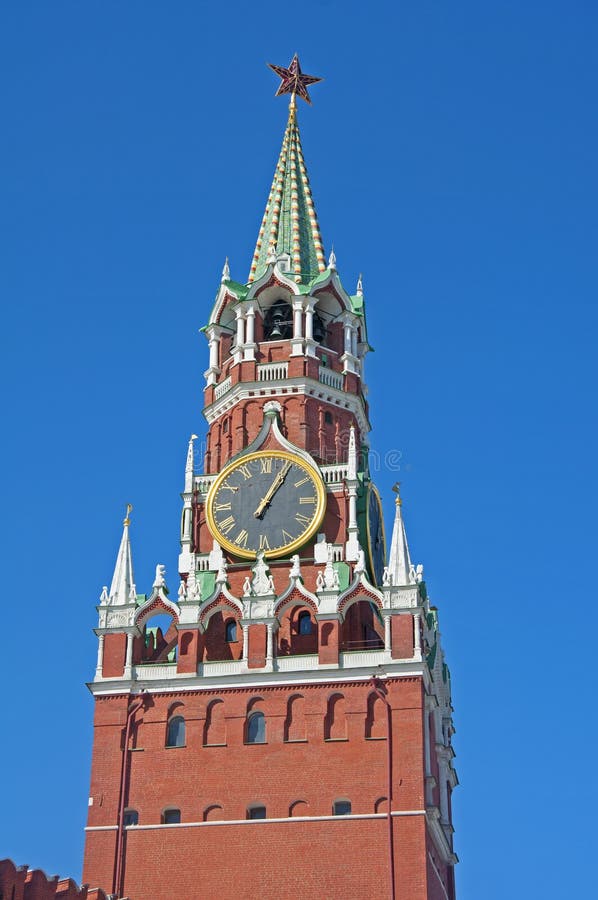 The Clock on the Tower on Red Square in Moscow Stock Photo - Image of ...