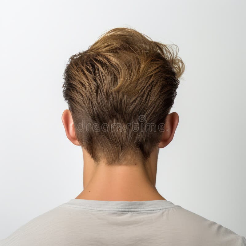 Deconstructive Style: Rear View of Blonde Man with Short Hair Stock ...