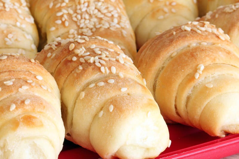 Fresh Rolls, Whole and Halved, with Bread Knife Stock Image - Image of ...