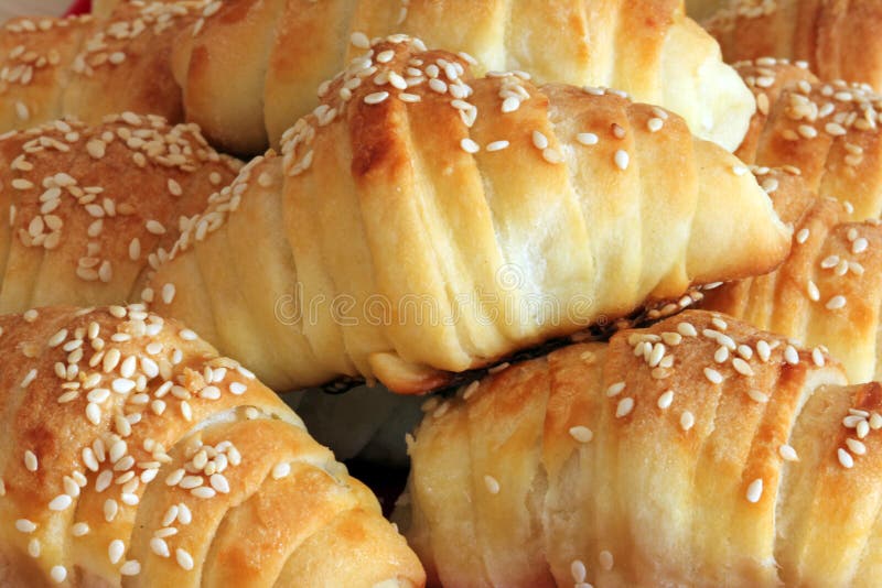 Fresh Rolls with Cheese, Red Fish and Salad Stock Image - Image of ...