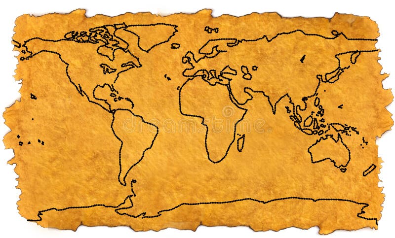 Stock Photo : Hand Drawn World Map on Brown Paper Stock Illustration ...