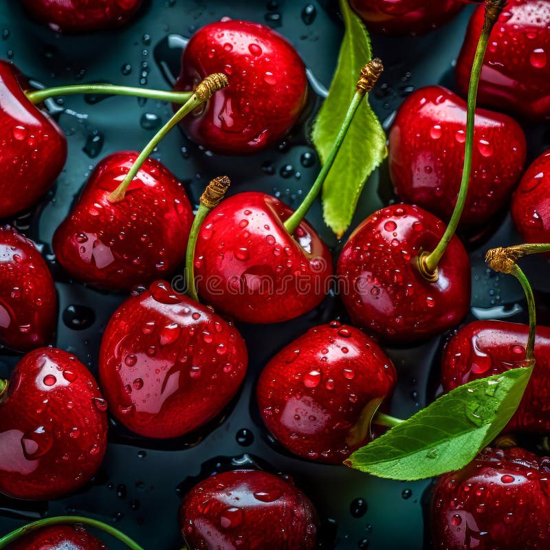 Stock Photo Image of Cherries with Water Drops Stock Illustration ...
