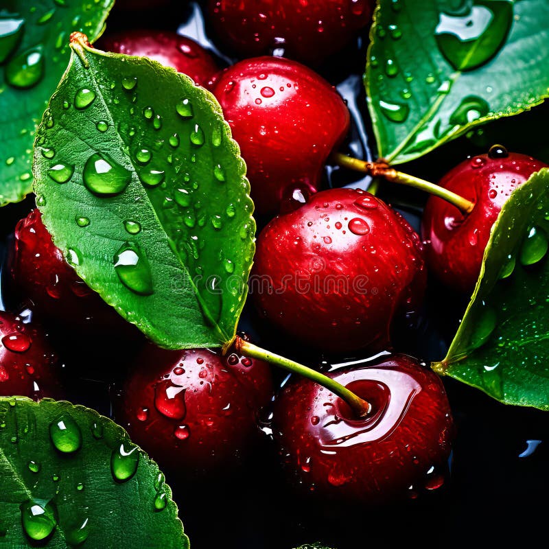 Stock Photo Image of Cherries with Water Drops Stock Illustration ...