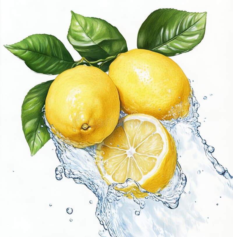 A Stock Photo of a Lemon, Enhanced with a Water Splash Effect. Stock ...