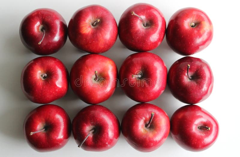 Rectangle Made with Perfect Red Apples on White Surface Stock Photo ...