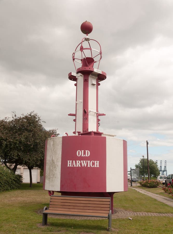 Stock Photo - Red and White Sea Structure Old Harwich Cloudy Harbour ...