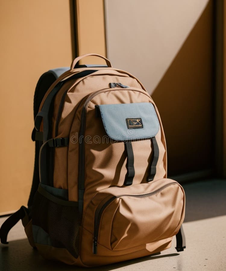 Stock Photo of a School Backpack with Multiple Pockets and Compartments ...