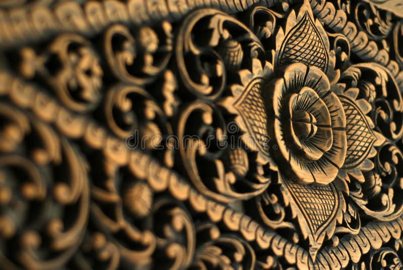 Pattern of Rose Carved on Wood Stock Photo - Image of craftsmanship ...