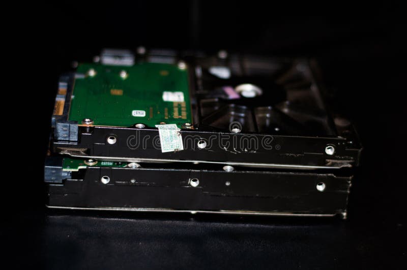 Computer Hard Disk Drive on Black Background Stock Image - Image of ...